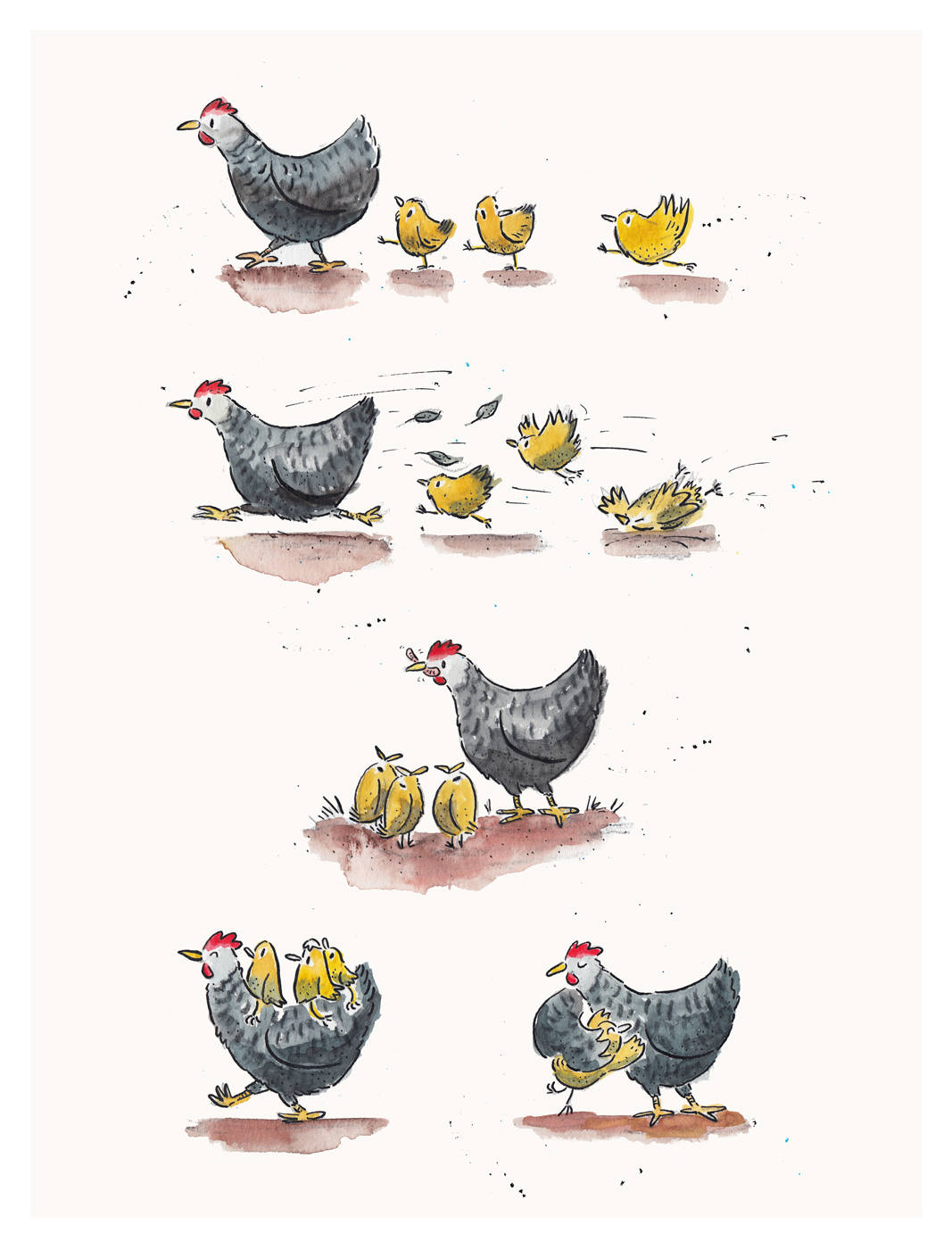 Hen and Chicks Art Print - Etsy
