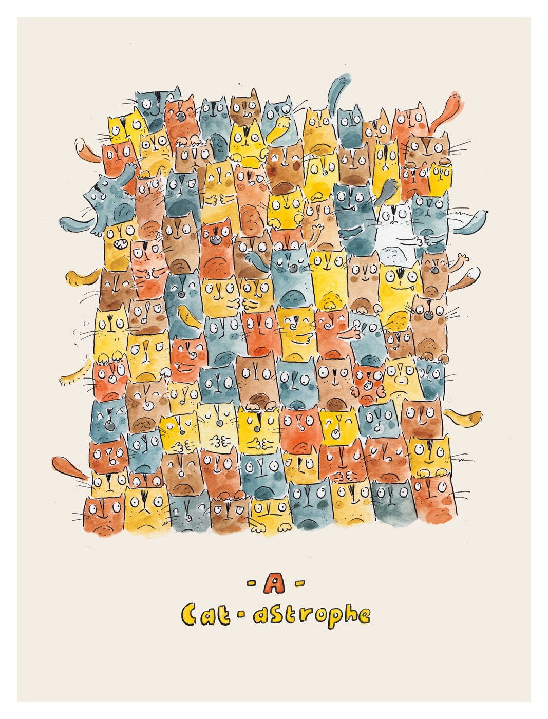 A Catastrophe of Cats Watercolour Art Print - Etsy