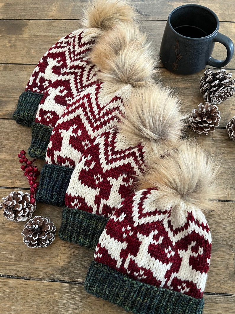 Reindeer Romp Beanie Knitting Pattern - Etsy