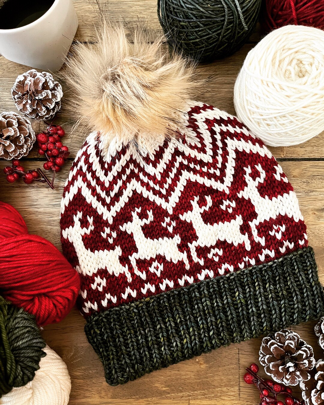 Reindeer Romp Beanie Knitting Pattern - Etsy