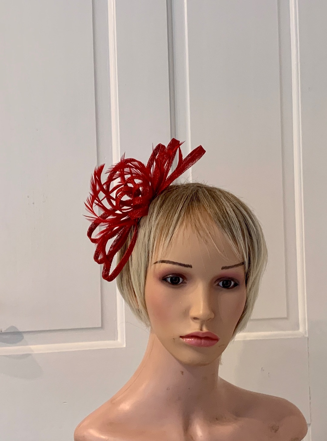 Red Feather Fascinator on Comb or Hairband, Scarlet Red Feathery ...