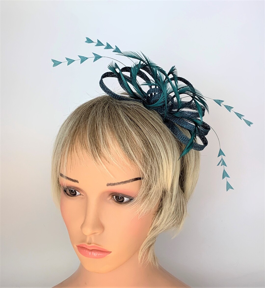 Teal Feather Fascinator for Wedding, Small Unique Teal Fascinator, Teal ...