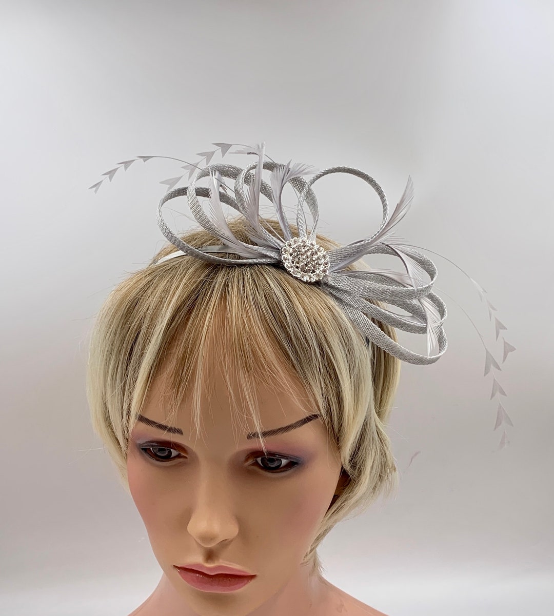 Ice Grey Feather Fascinator Ice Grey Fascinator With - Etsy UK