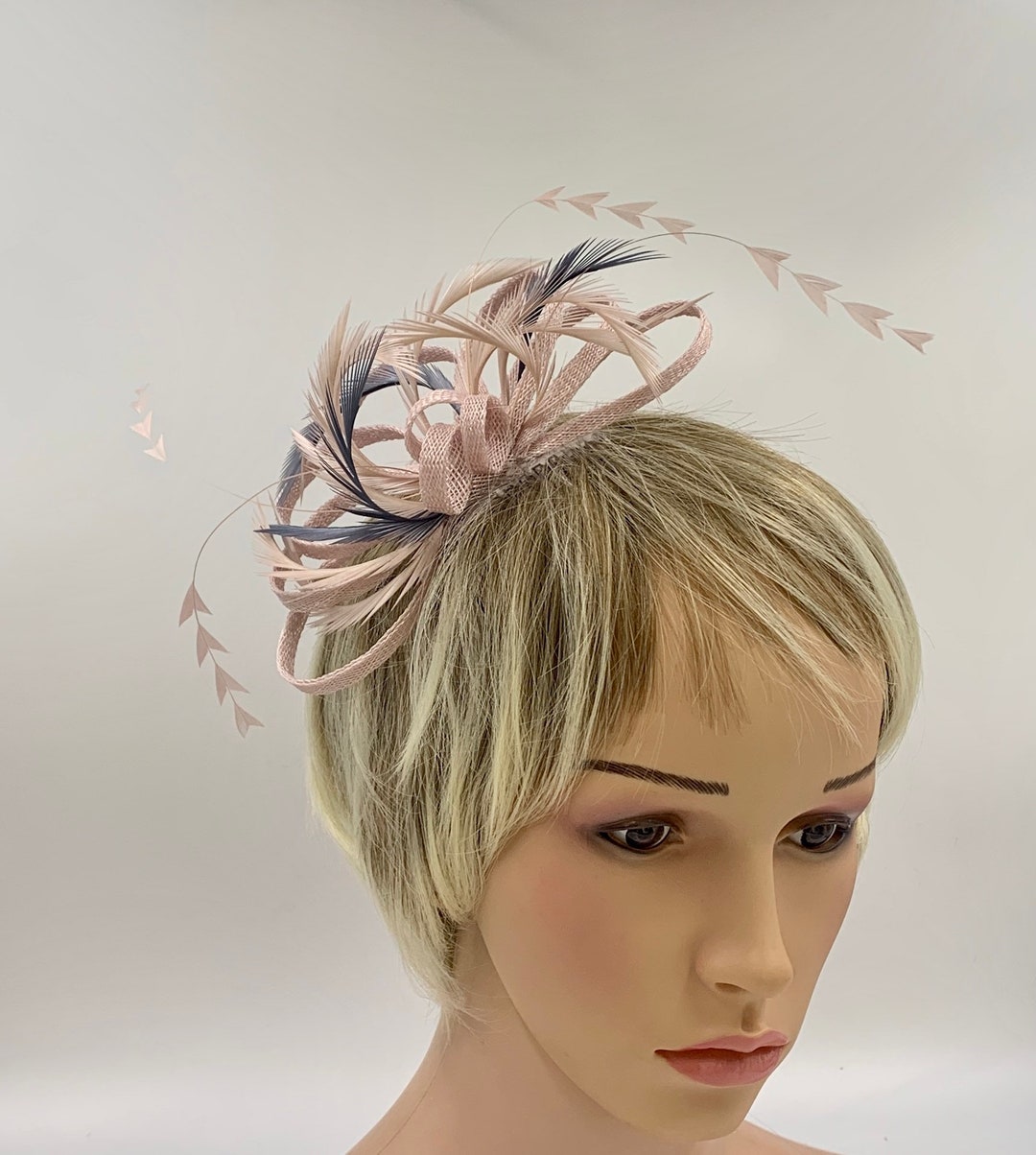 Nude Blush Pink Fascinator Pink and Grey Fascinator Simple Fascinator for Wedding Wedding Guest Small Fascinator Fascinator for Races Etsy UK