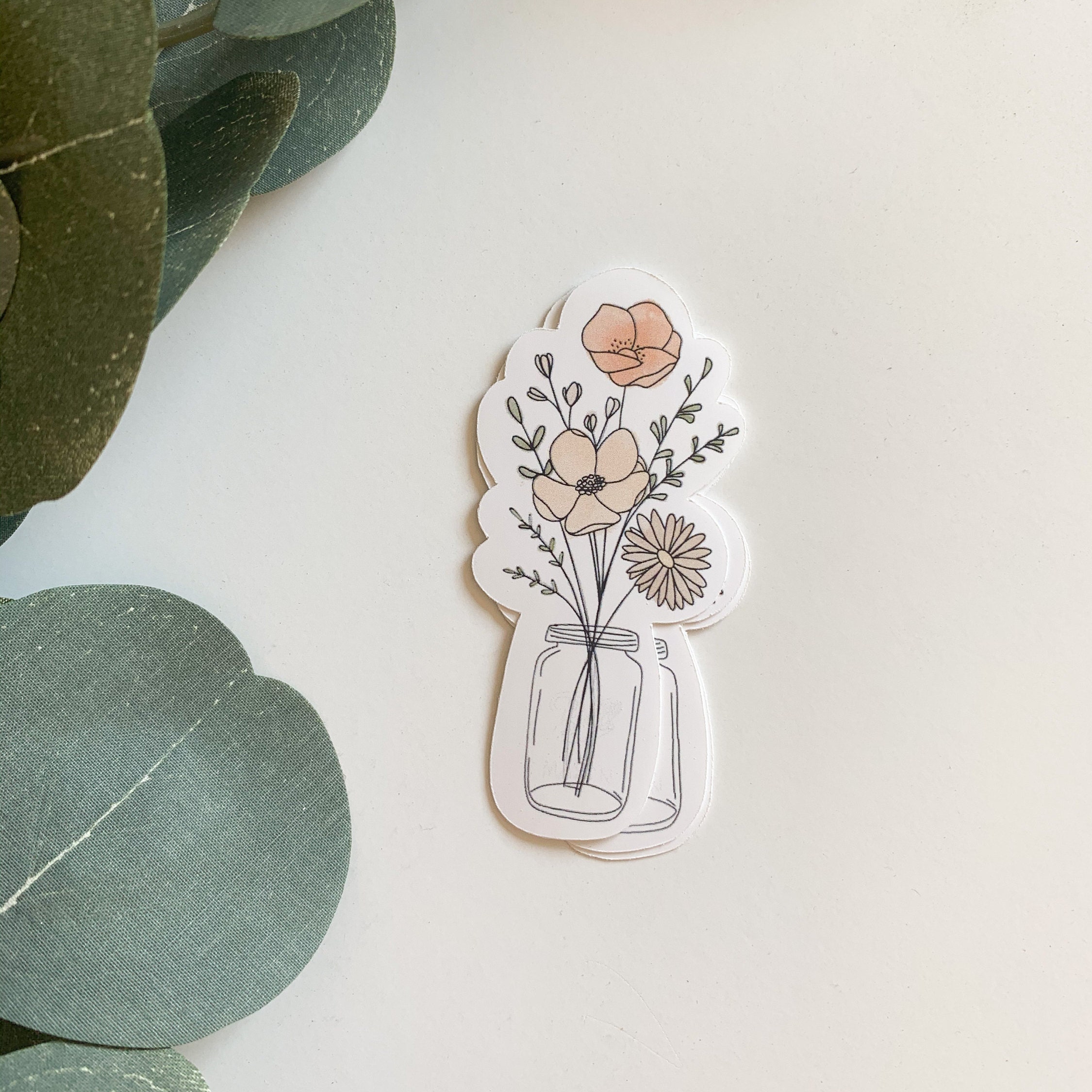 Journal Sticker Die Cut Floral Sticker Botanical Floral Die Cut Vinyl ...