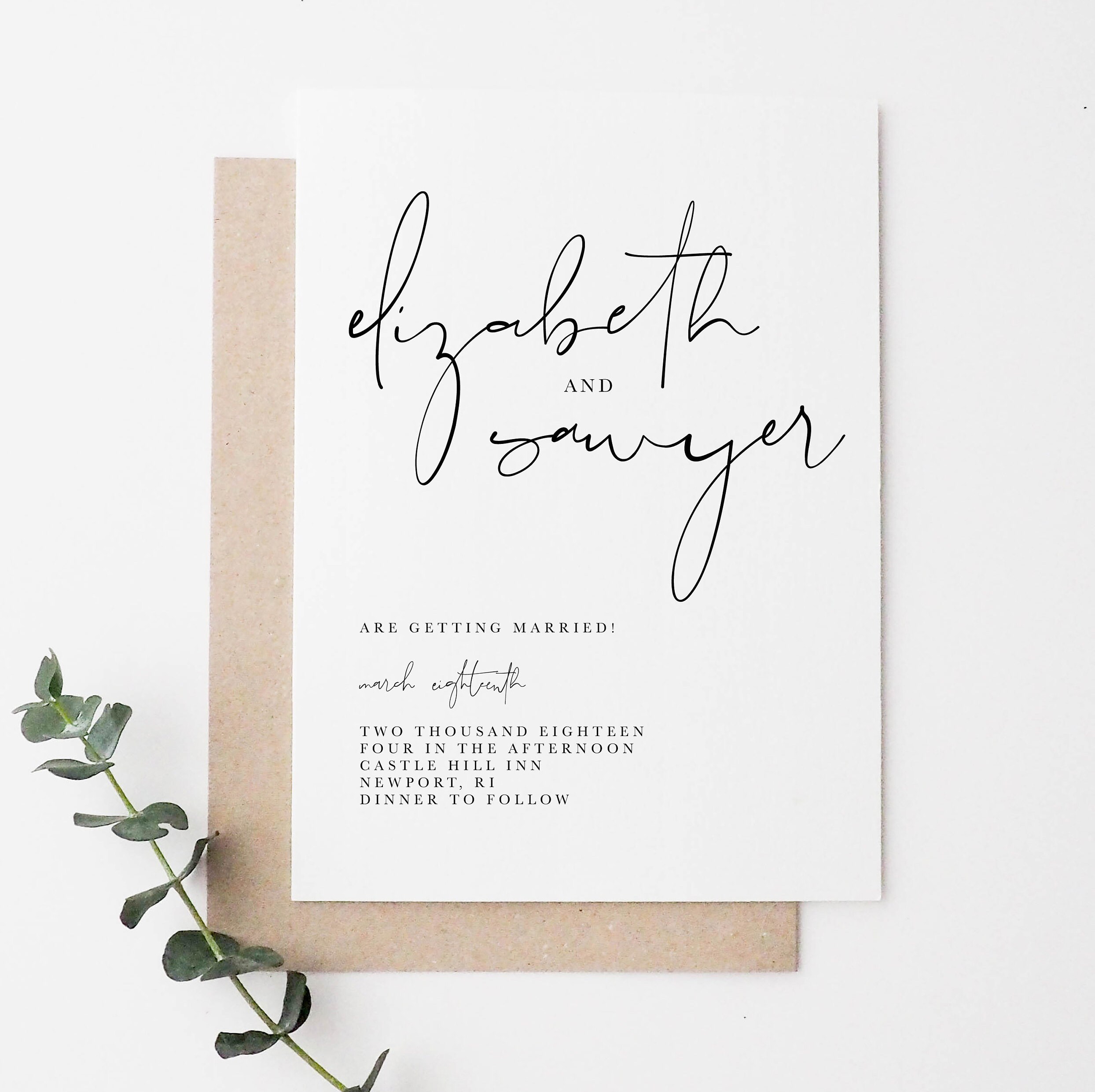 Simple Wedding Invitation Minimal Wedding Invitation Etsy