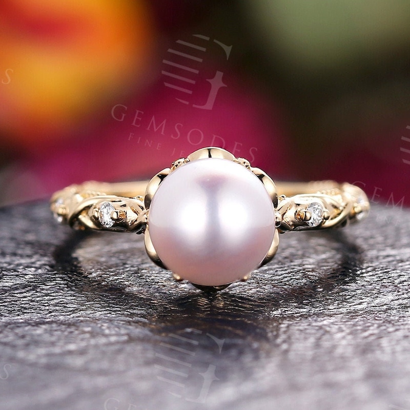 Pearl Engagement Ring - Etsy