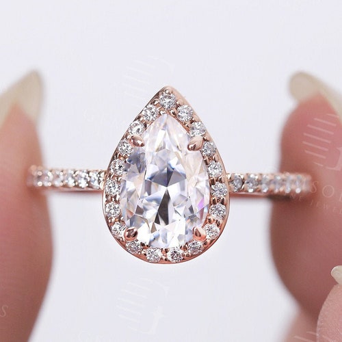 Pear Shaped Morganite Engagement Ring Rose Gold Vintage - Etsy