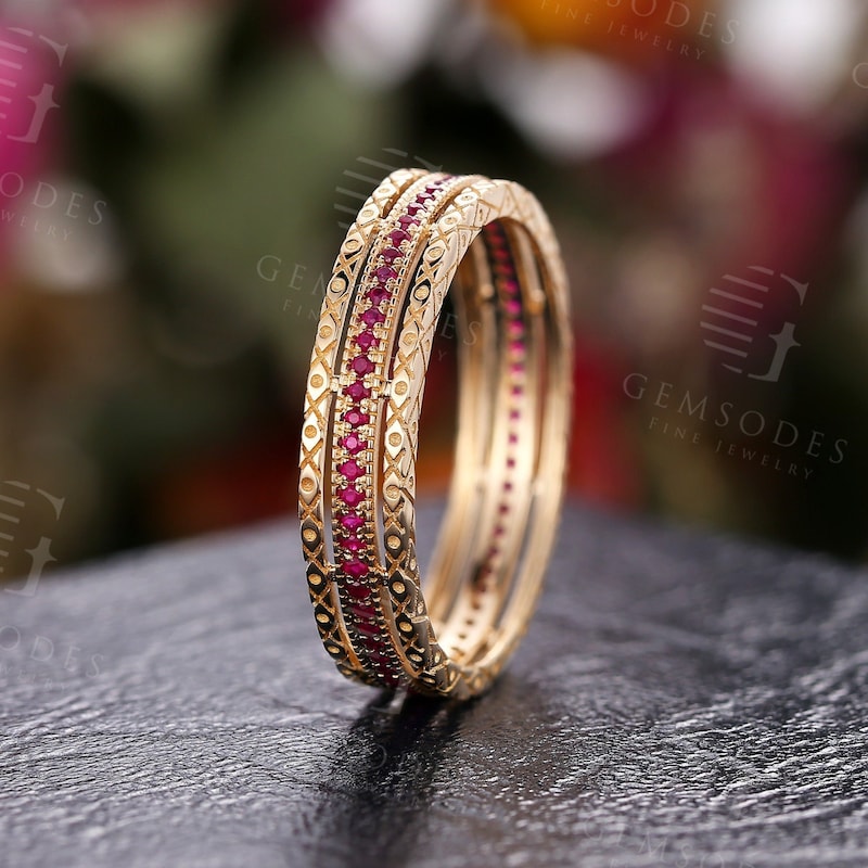 Antique Ruby Rings Band - Etsy