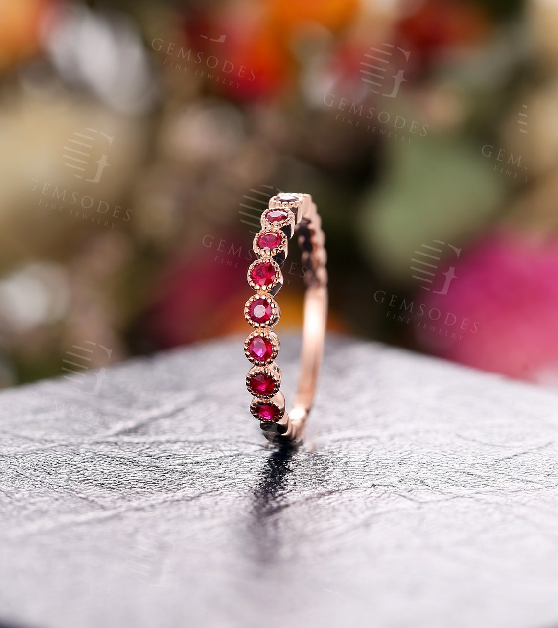 Ruby Wedding Band Rose Gold Vintage Antique Bezel Set Matching - Etsy