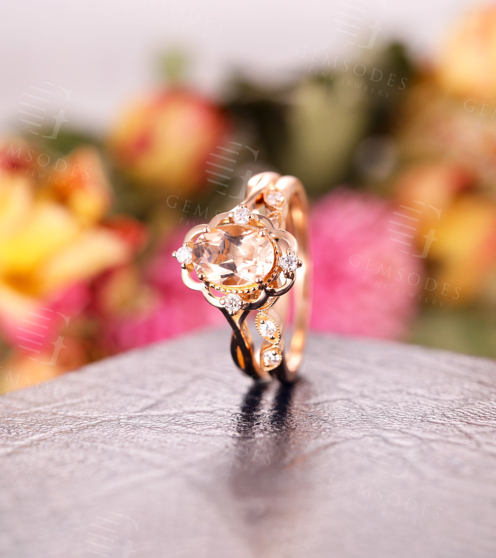 Vintage Engagement Ring Rose Gold Morganite Ring Womenart | Etsy