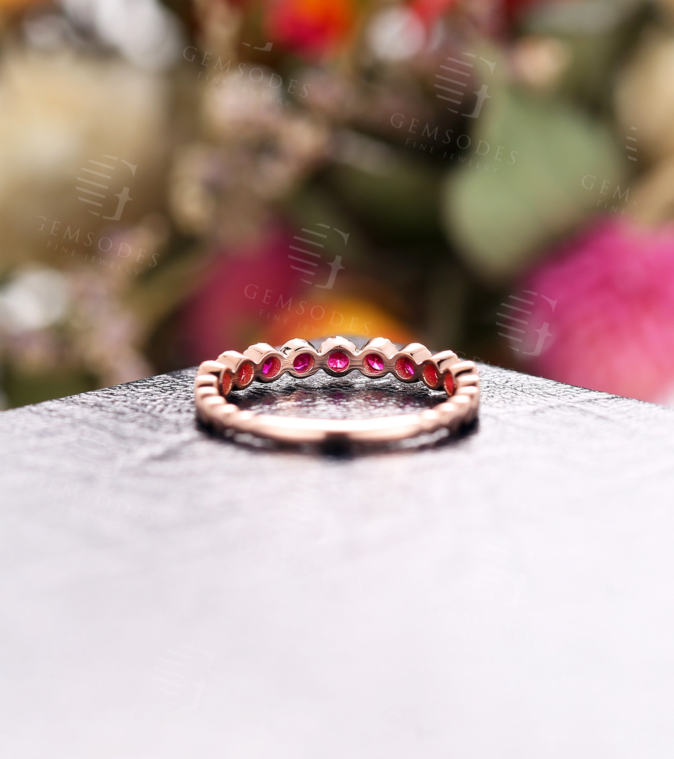 Ruby Wedding Band Rose Gold Vintage Antique Bezel Set Matching - Etsy