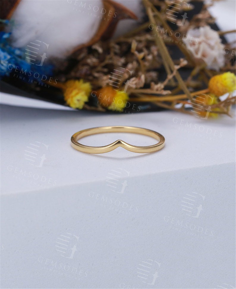 Simple Wedding Band Women Yellow Gold Stacking Matching Bridal | Etsy