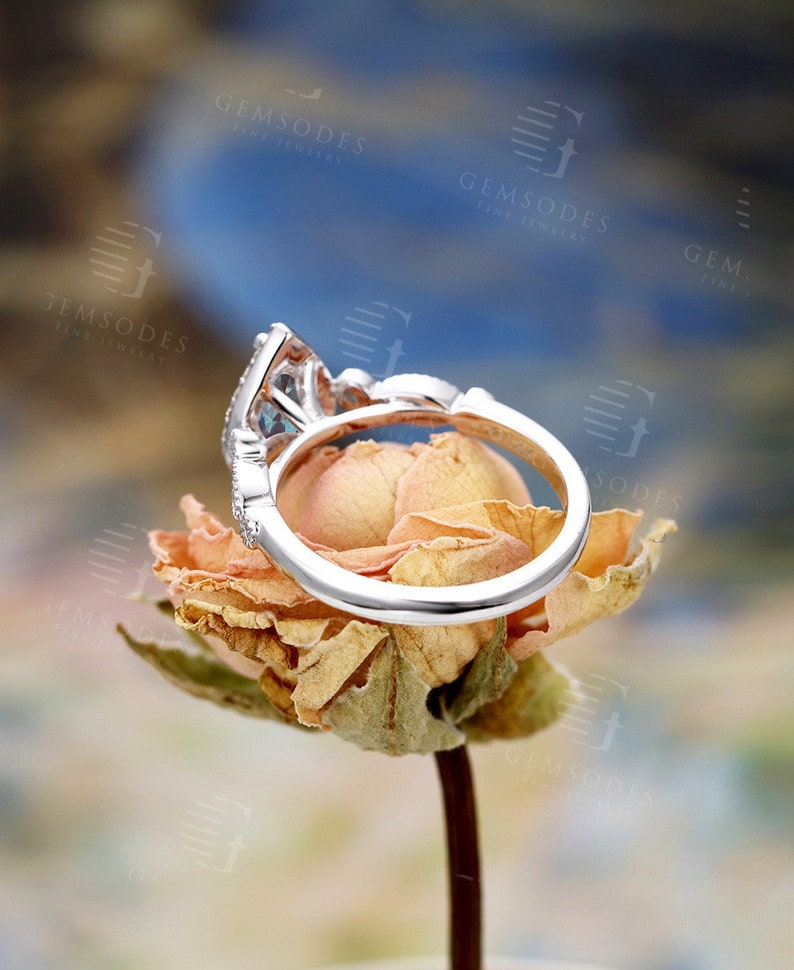 57mm Alexandrite engagement ring Milgrain Pear shaped Vintage | Etsy