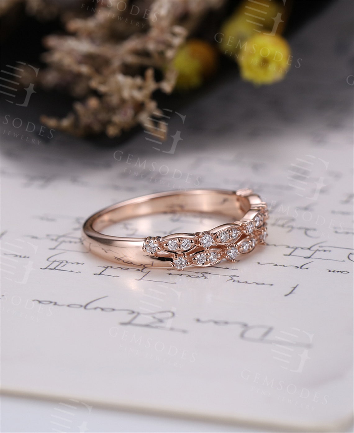 Vintage Rose Gold Wedding Band Women Antique Matching | Etsy