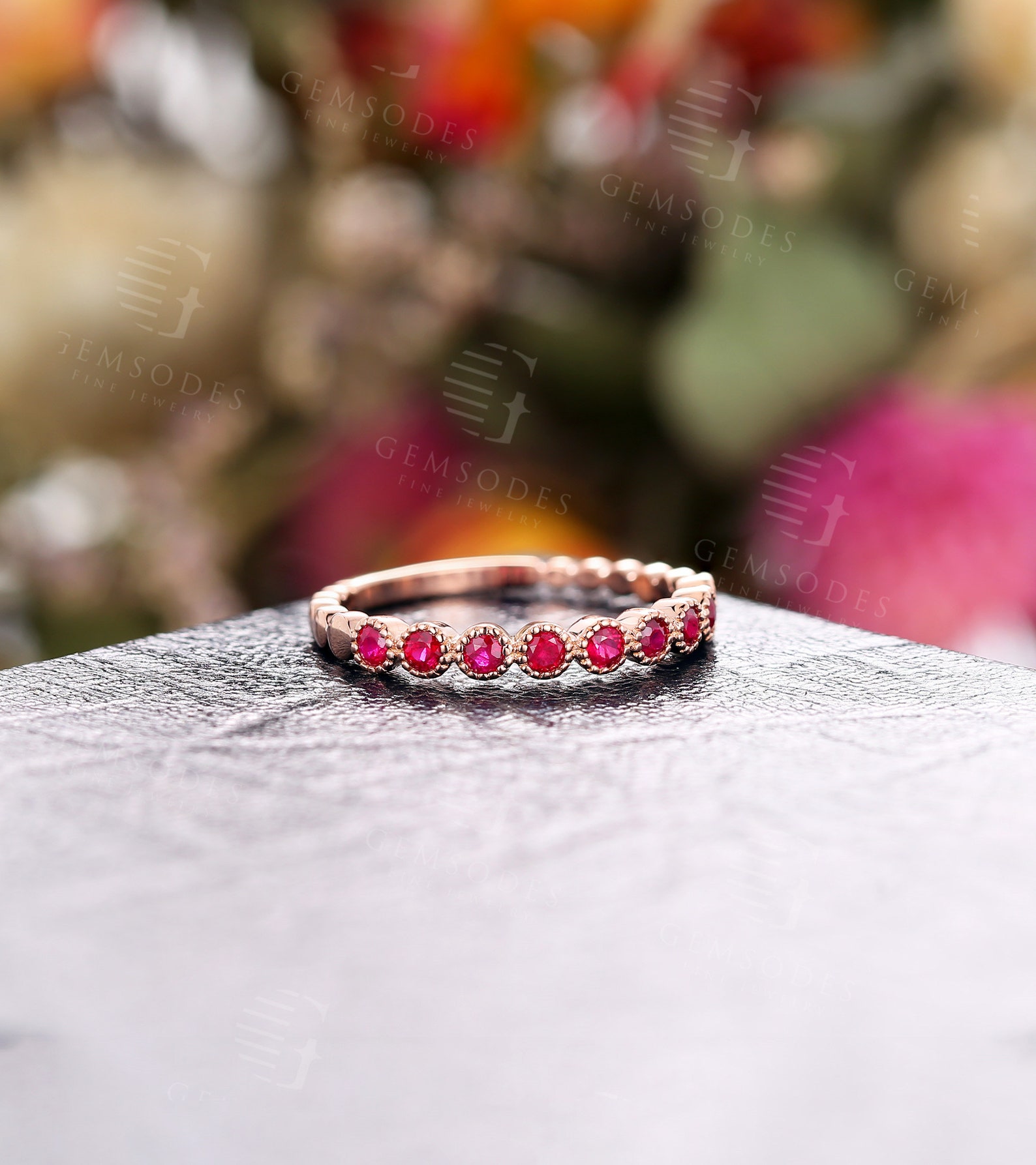 Ruby Wedding Band Rose Gold Vintage Antique Bezel Set Matching - Etsy
