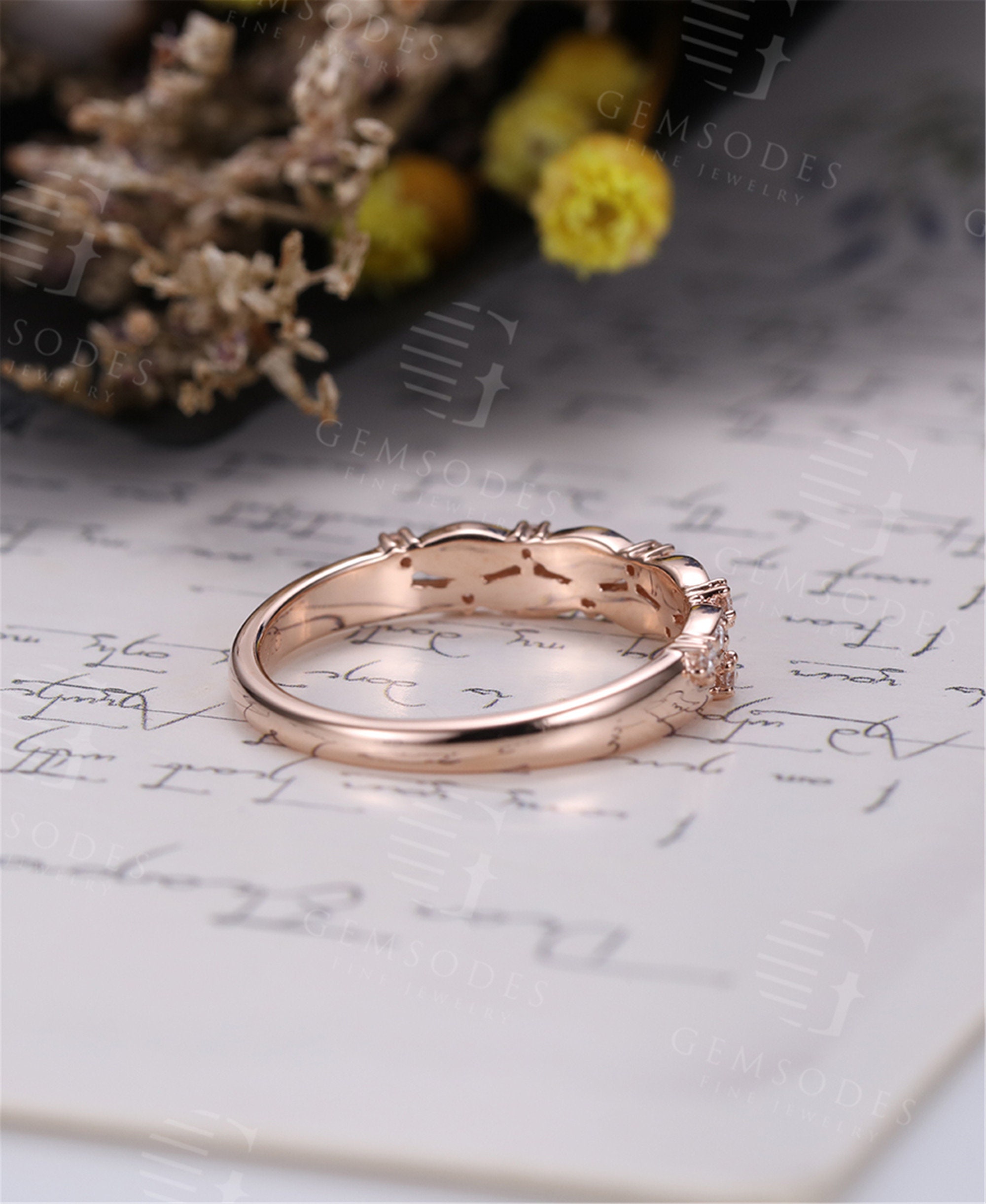 Vintage Rose Gold Wedding Band Women Antique Matching | Etsy