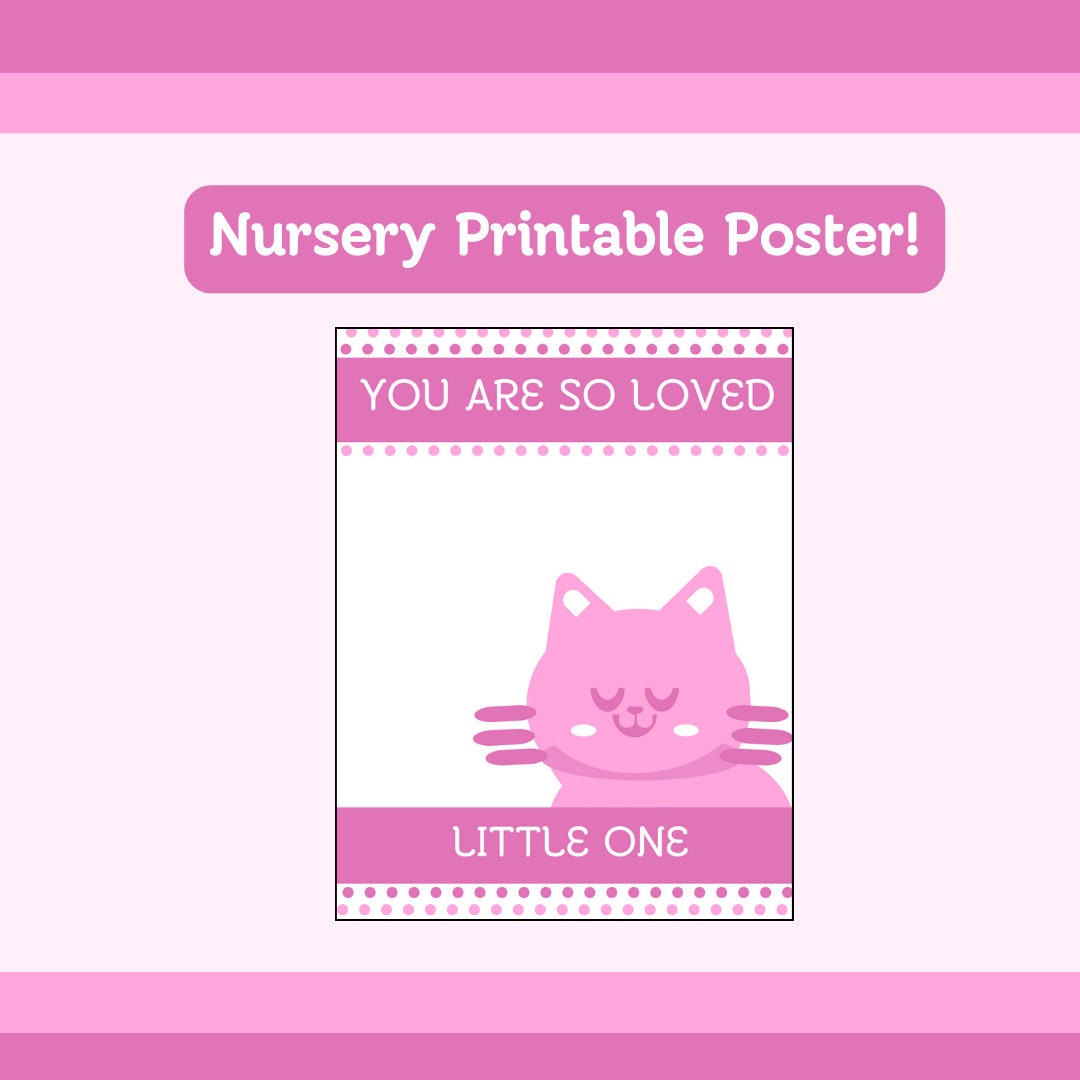 Nursery Printable Poster Baby Pastel Pink Print Affirmation Cat Kitty ...