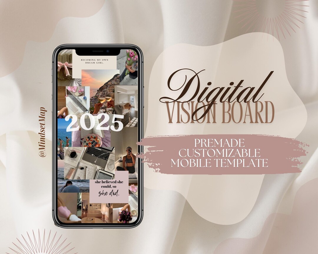 2025 Digital Vision Board Template | Prayer Board Template Dream Board ...