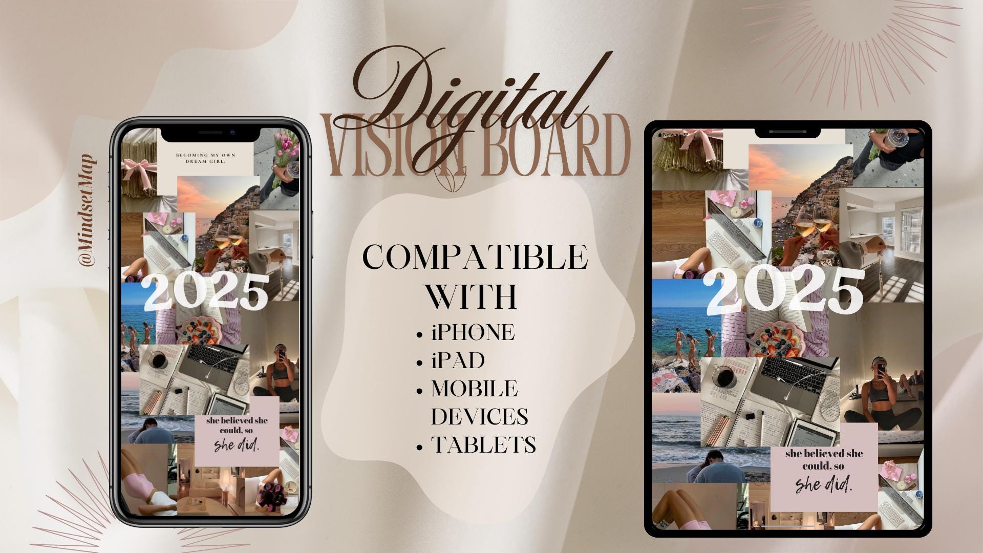 2025 Digital Vision Board Template | Prayer Board Template Dream Board ...