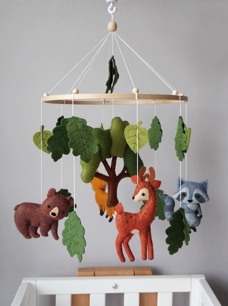 Woodland Animals Mobile Woodland Mobile Baby Girl Mobile Deer - Etsy