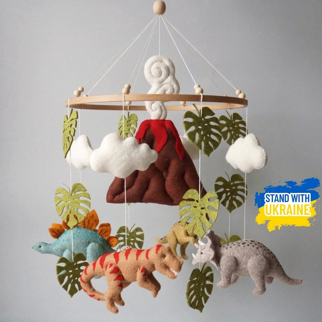 Dino Baby Mobile With Volcano, Dinosaurs Nursery Mobile, Baby Mobile ...