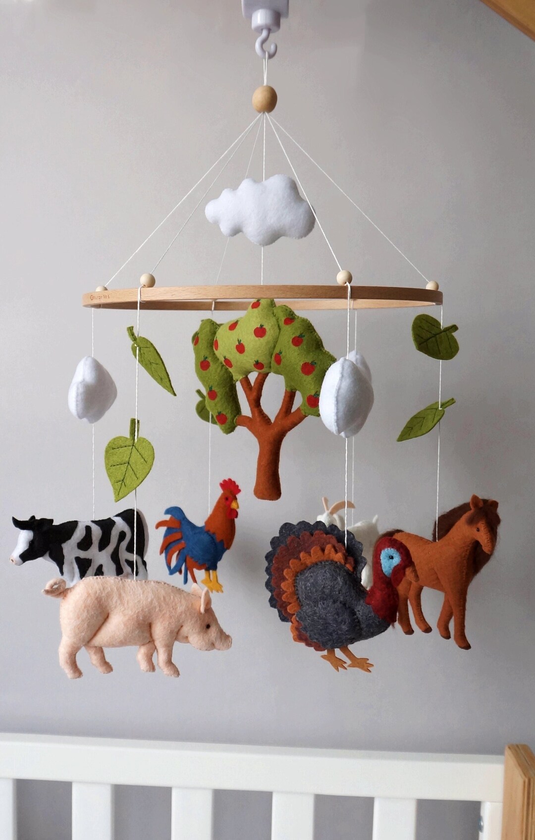Farm Animals Baby Mobile: Felt Country Nursery Decor - Etsy