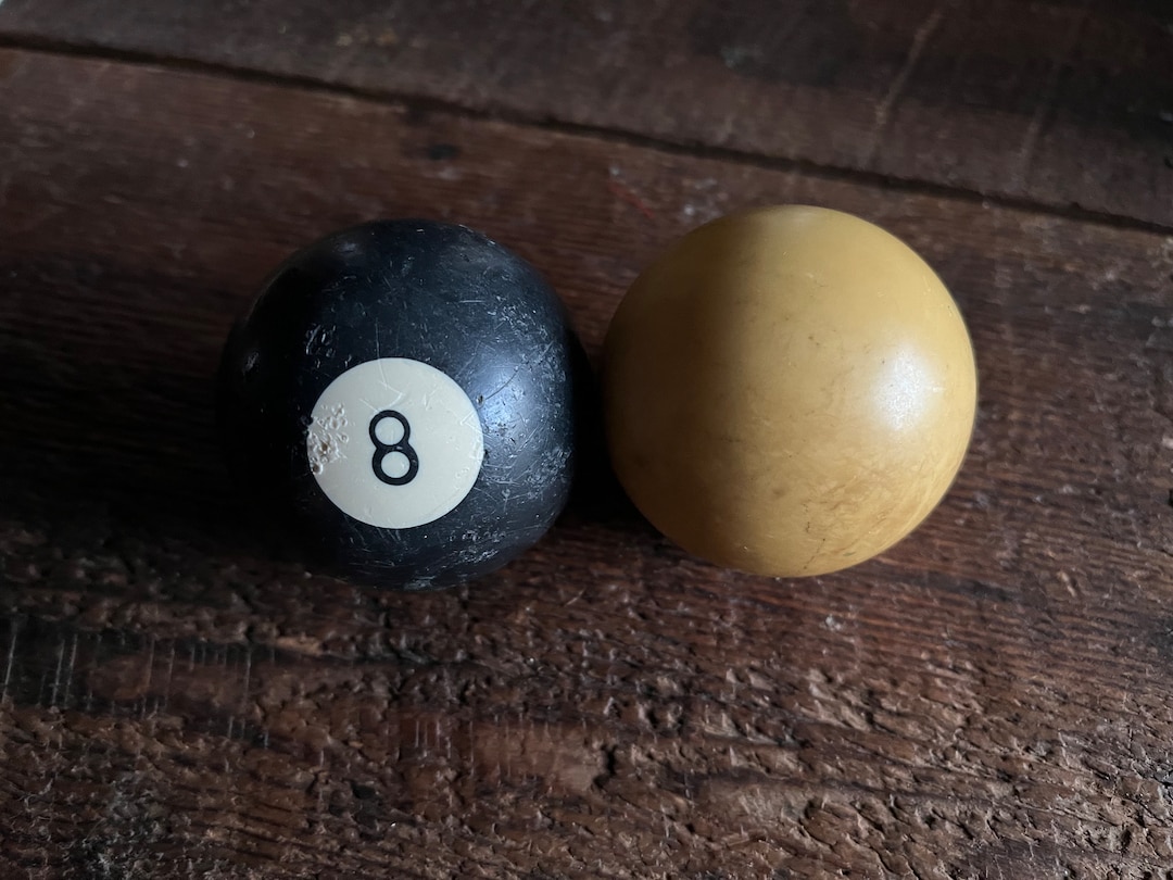 Vintage Eight Ball & Cue Ball Billiard Pool Balls - Etsy