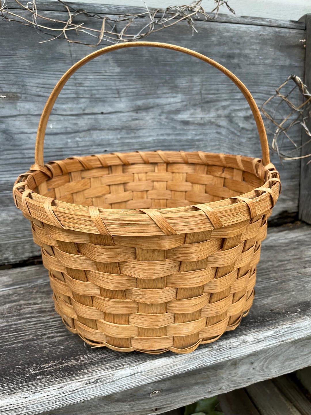 Vintage Splint Wooden Gathering Utility Basket - Etsy