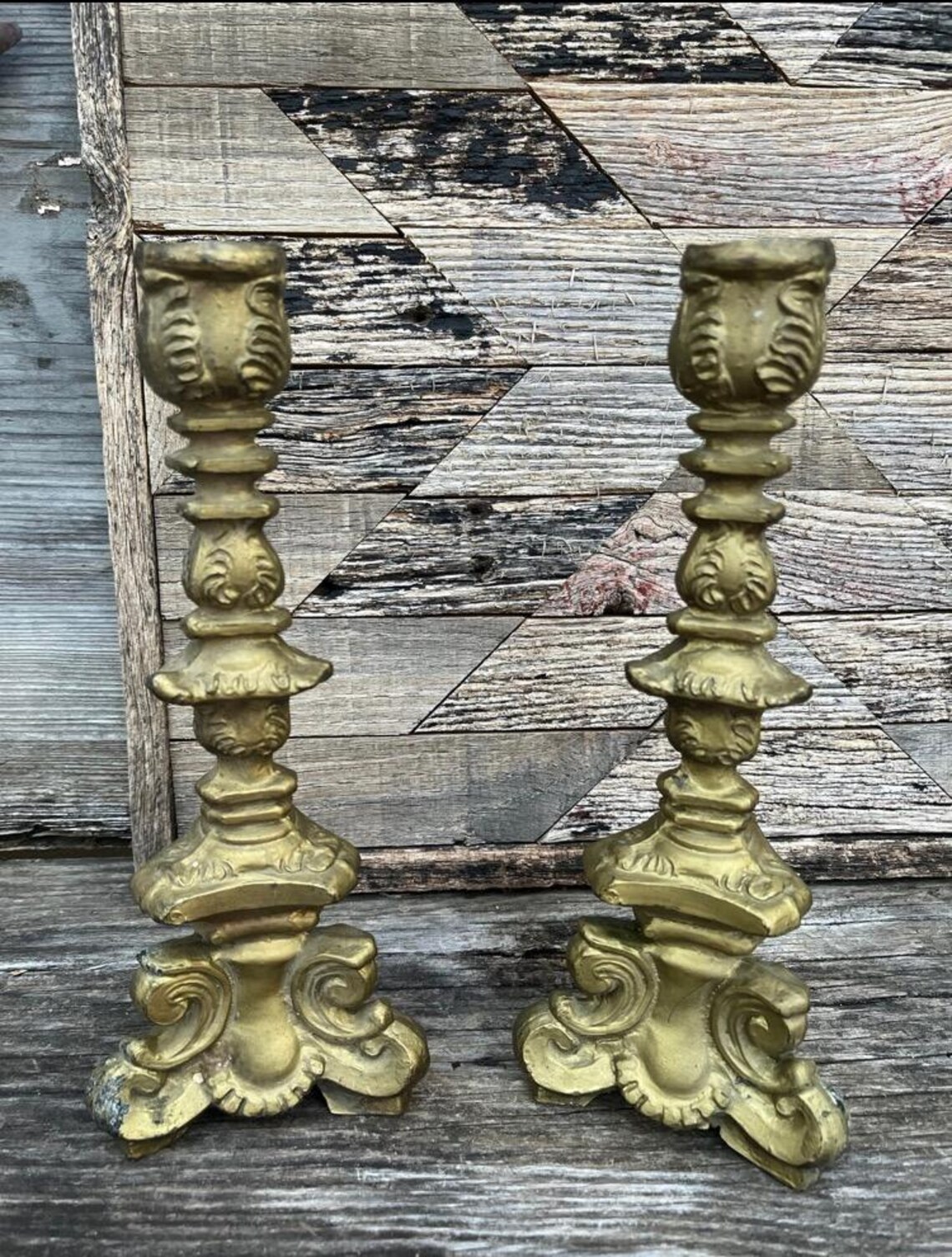 Pair of Vintage Metal Candle Sticks - Etsy