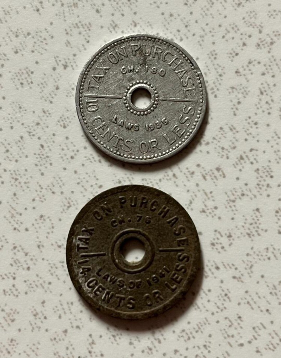 Lot of 2 Vintage Washington State Tax Commission Metal Tokens 1935 ...