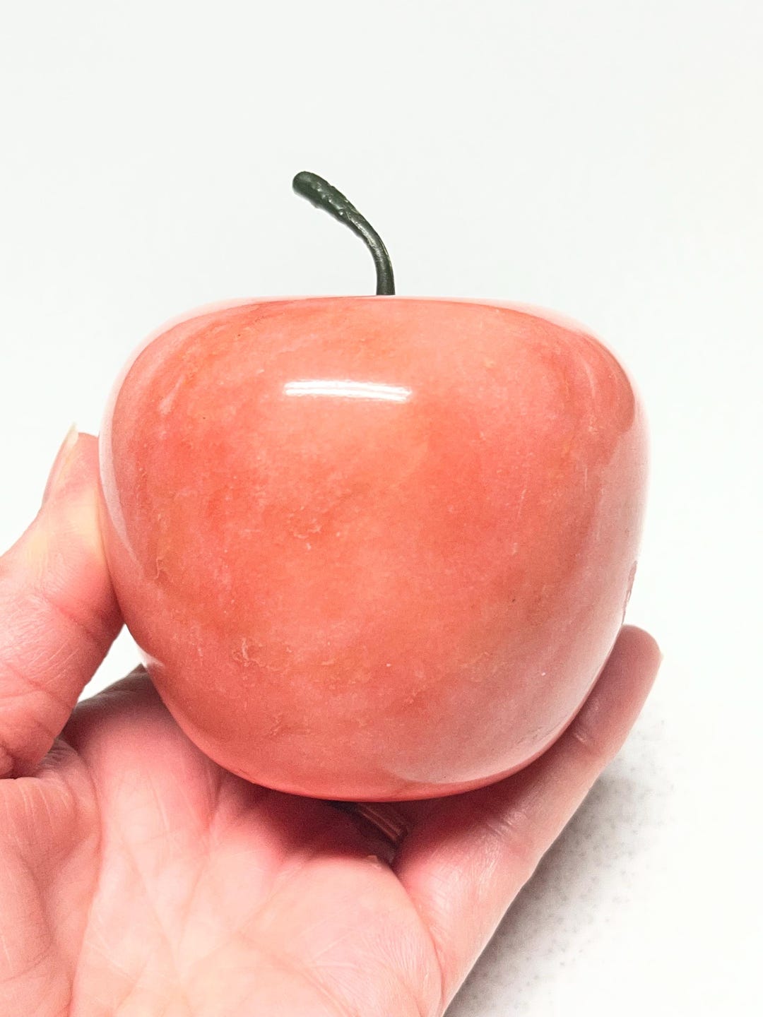 Marble Alabaster Granite Red Stone Apple Paperweight Polished Veined ...