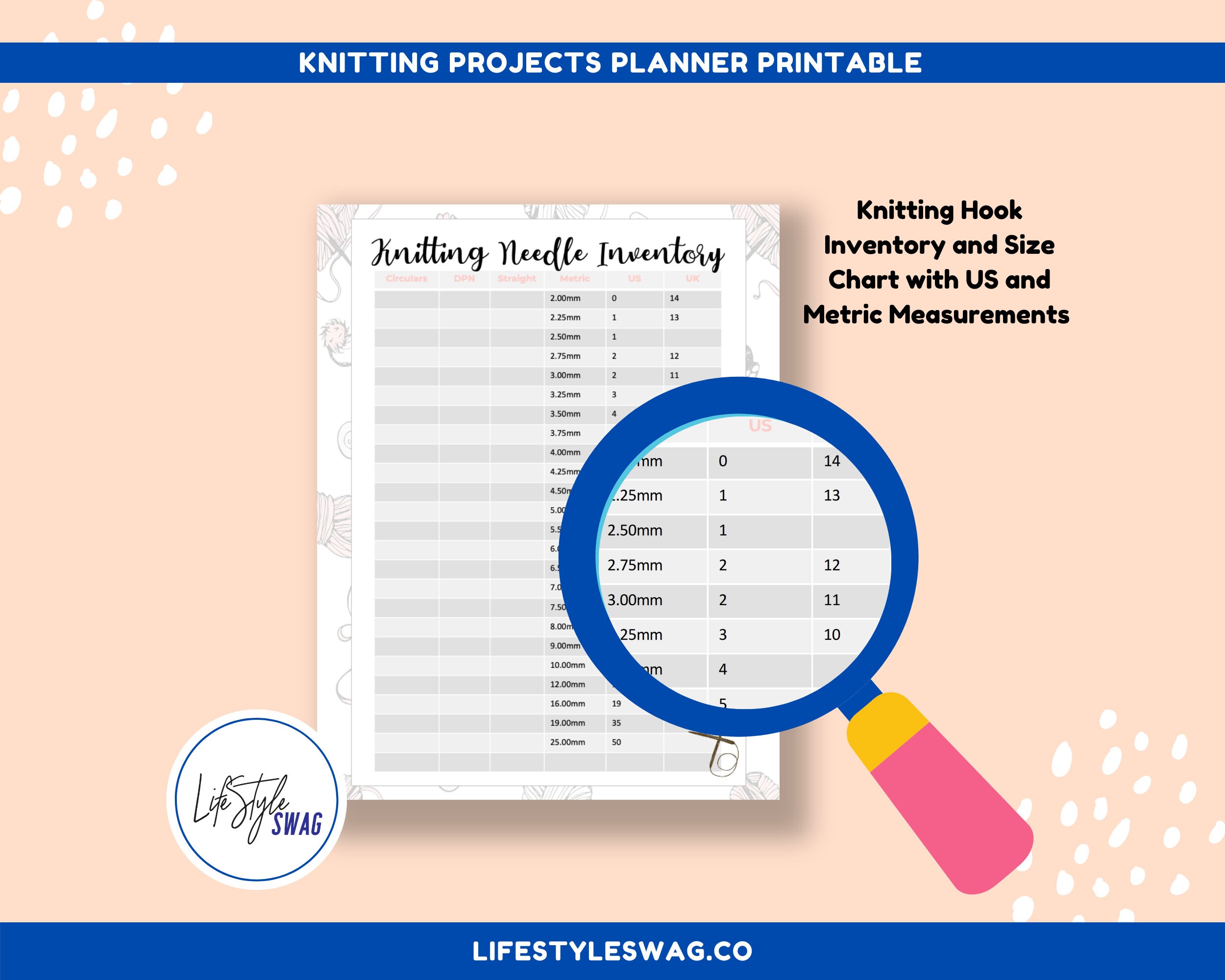 Knitting Projects Planner Printable PDF Knitting Organizer & Tracker ...