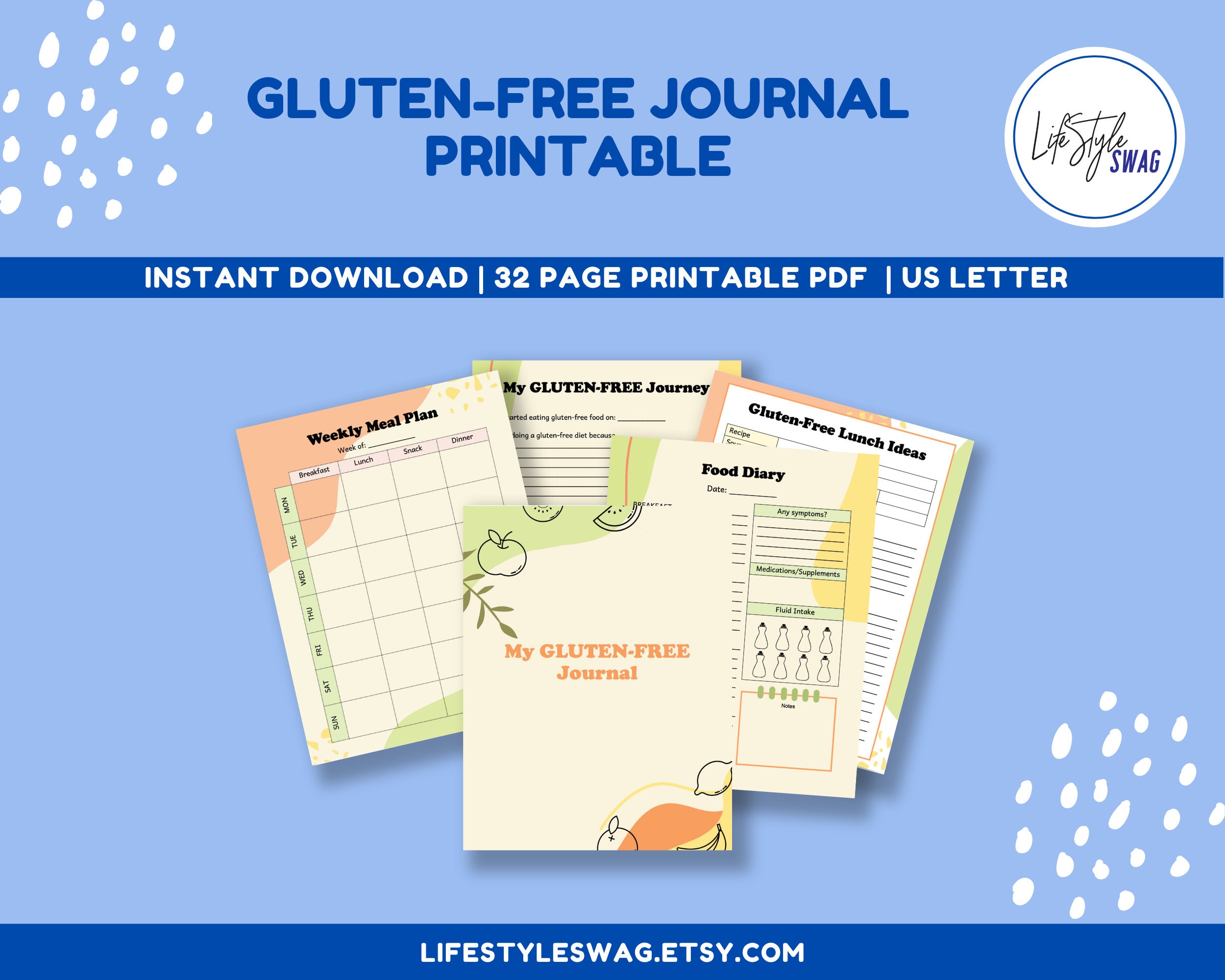 Gluten-free Journal Printable Gluten-free Food Tracker and Symptom ...