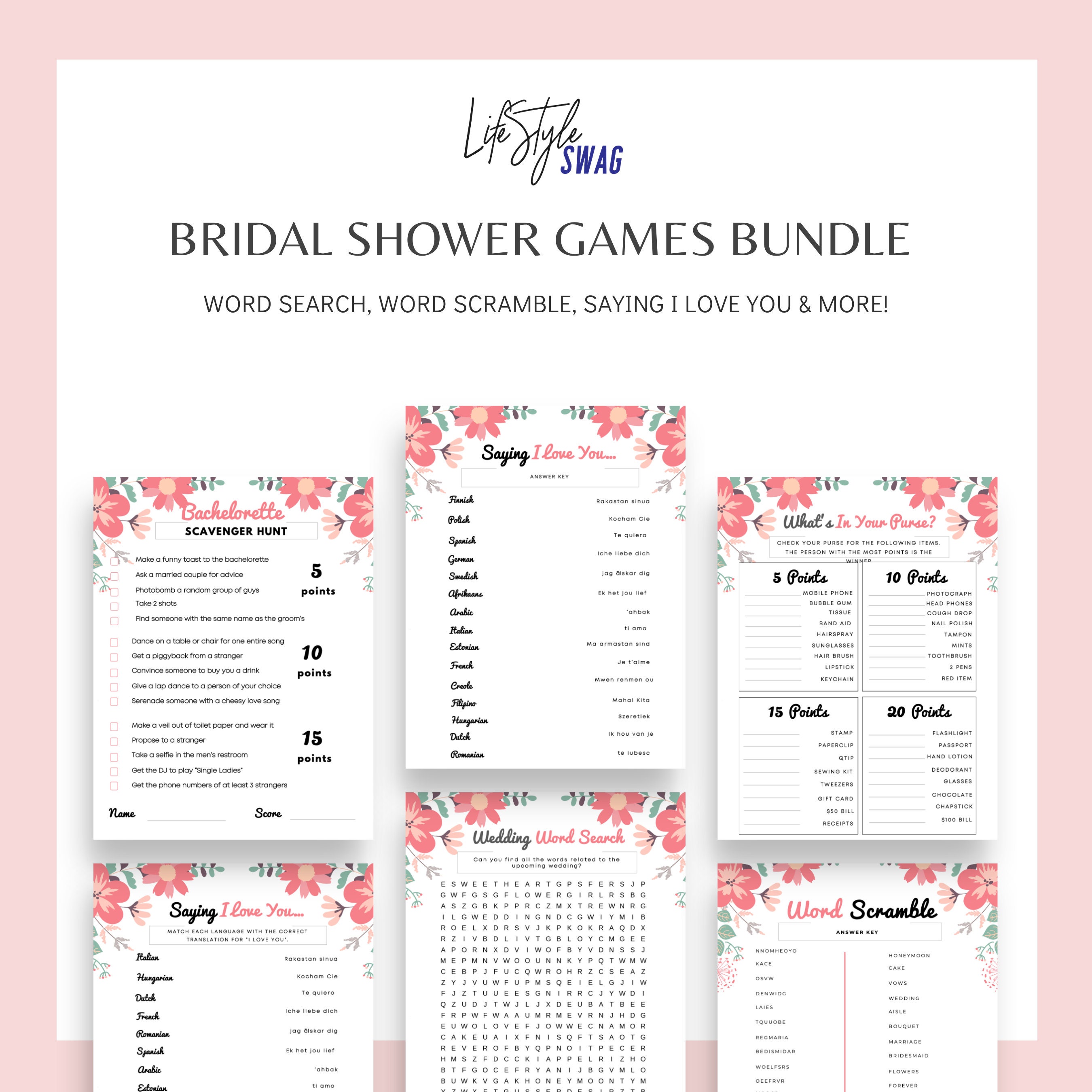Bridal Shower Games Bundle Printable PDF Bridal Shower Games - Etsy