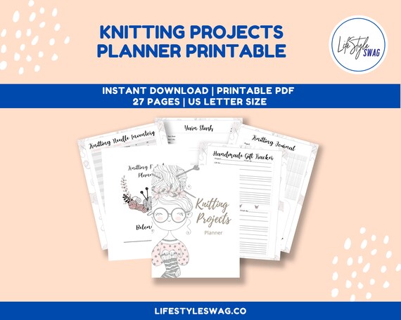 Knitting Projects Planner Printable PDF Knitting Organizer & | Etsy