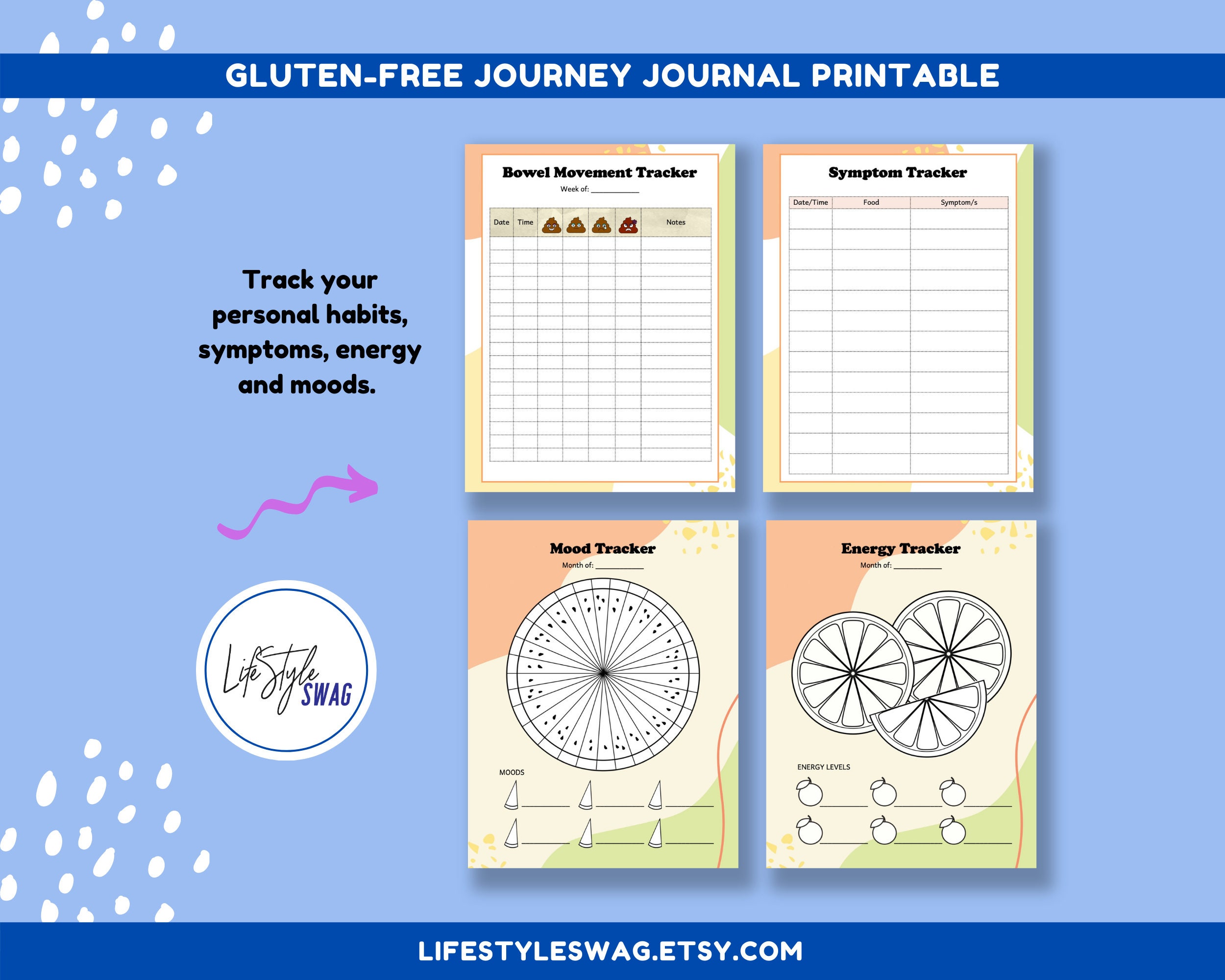 Gluten-free Journal Printable Gluten-free Food Tracker and Symptom ...