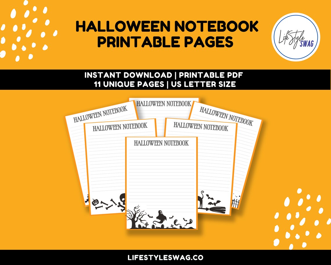 Halloween Stationary Halloween Printable Note Pages Halloween Notebook ...