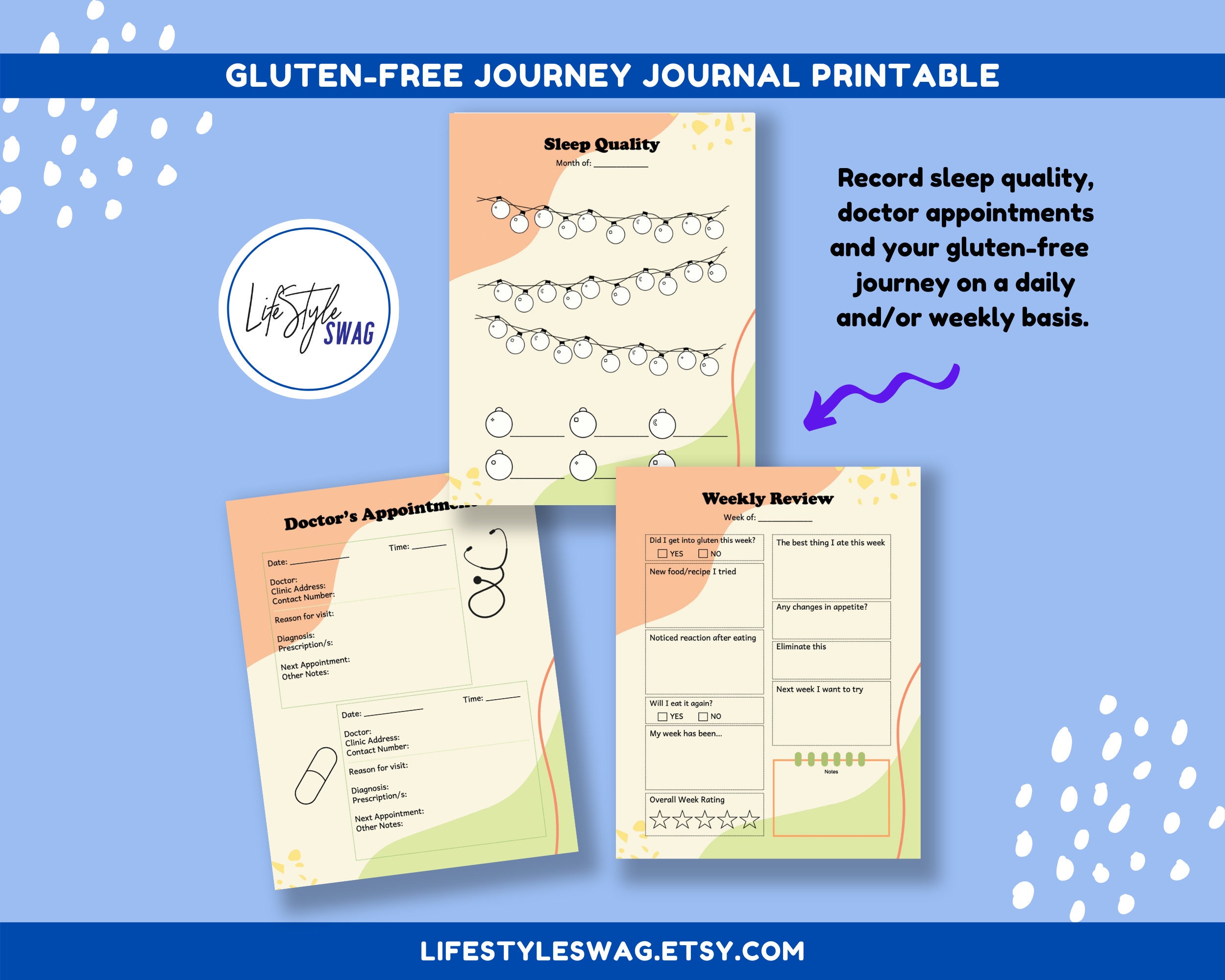 Gluten-free Journal Printable Gluten-free Food Tracker and Symptom ...