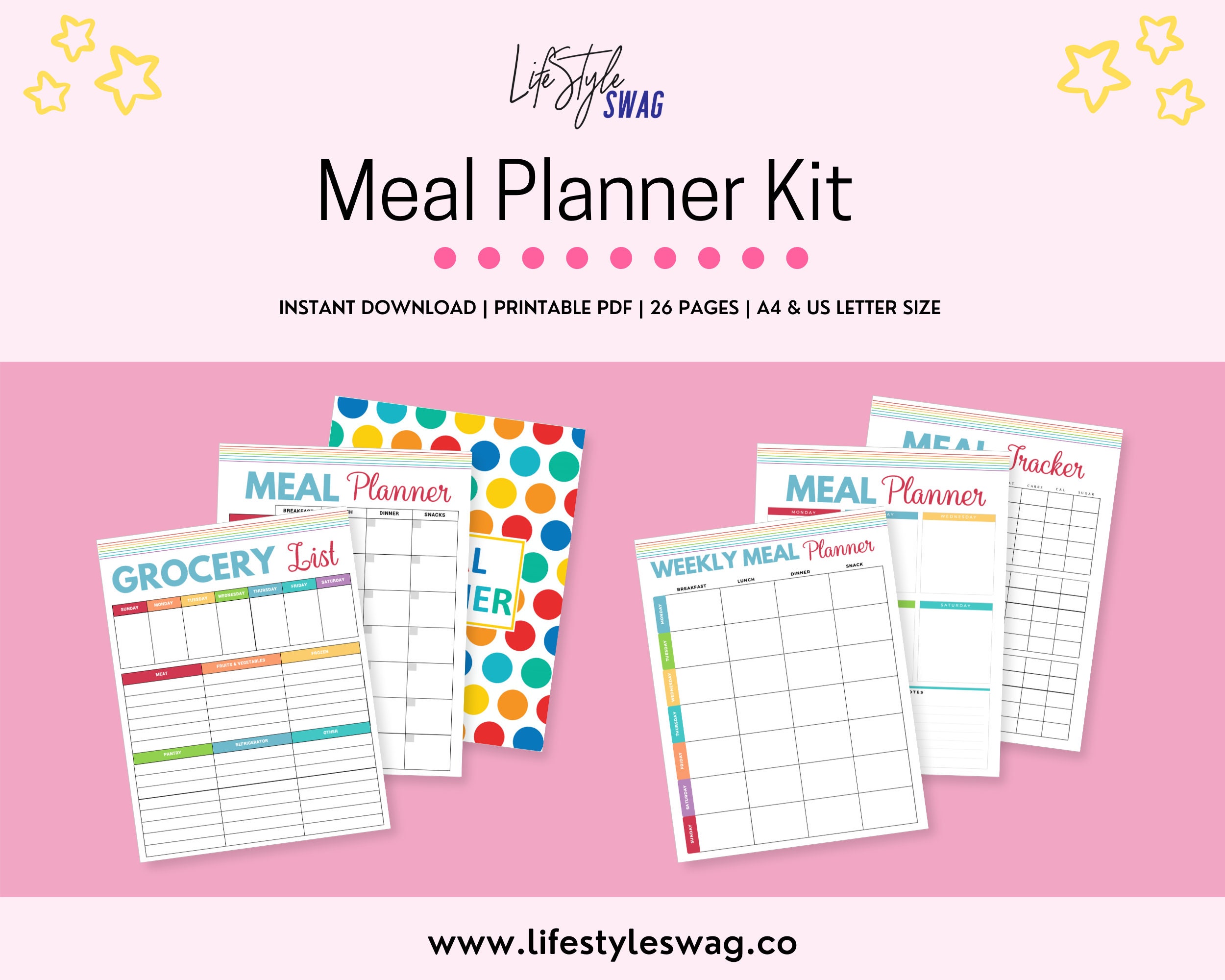 Meal Planner Bundle Printable PDF Meal Organizer and Tracker Meal ...