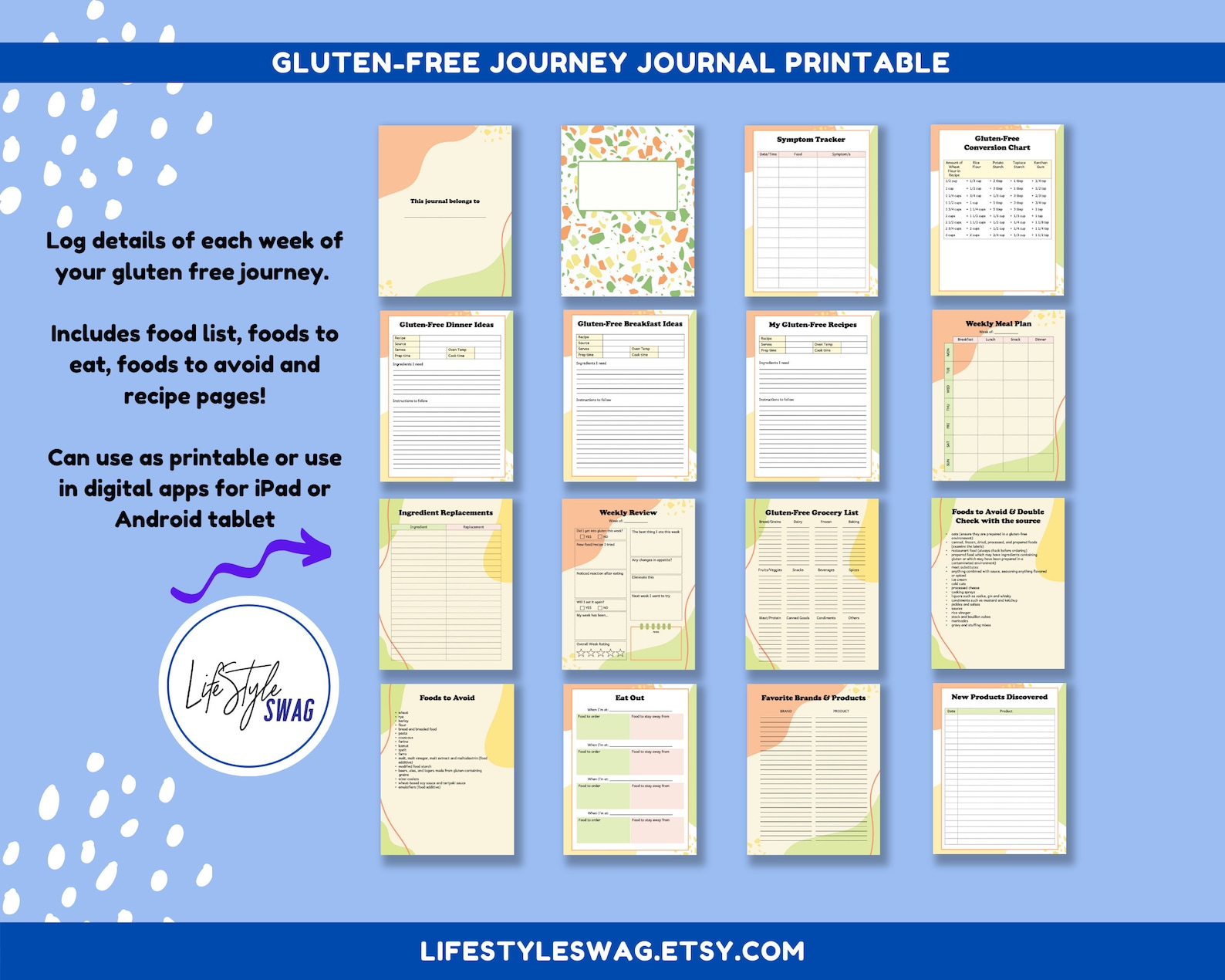 Gluten-free Journal Printable Gluten-free Food Tracker and Symptom ...