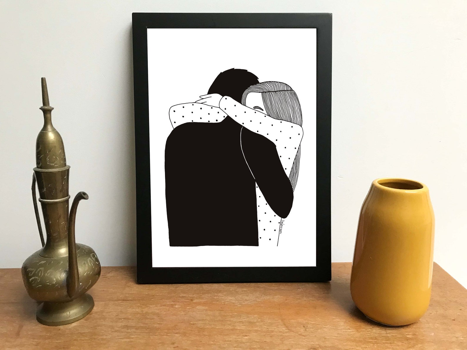 Hugging Illustration Embrace Print Hugging Art Cute Gift | Etsy