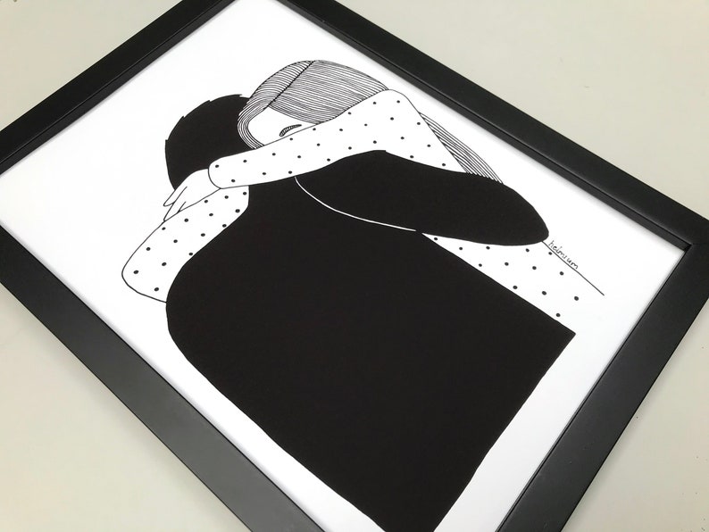 Hugging Illustration Embrace Print Hugging Art Cute Gift - Etsy
