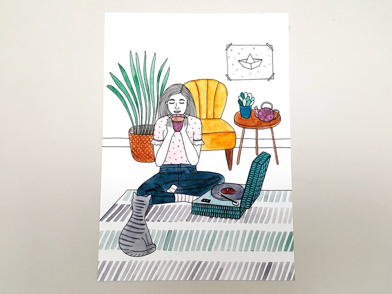 Relax Art Calming Wall Art Illustration Print Relax Print | Etsy