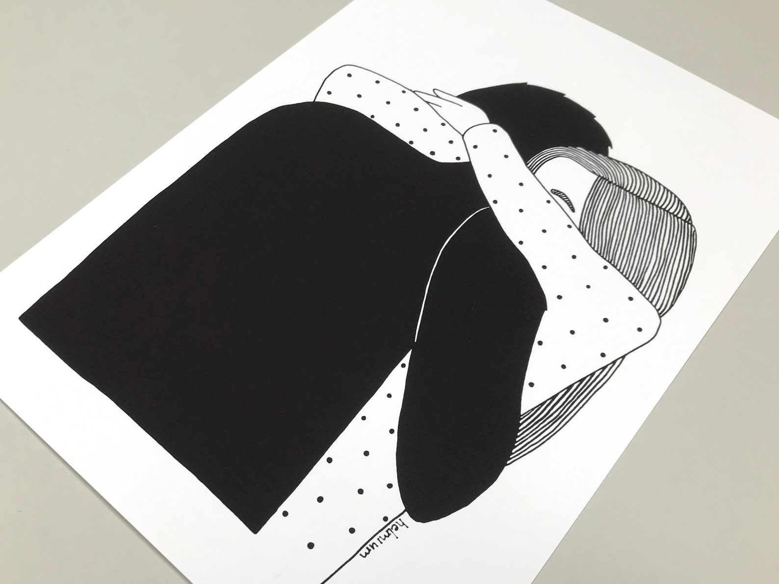 Hugging Illustration Embrace Print Hugging Art Cute Gift | Etsy