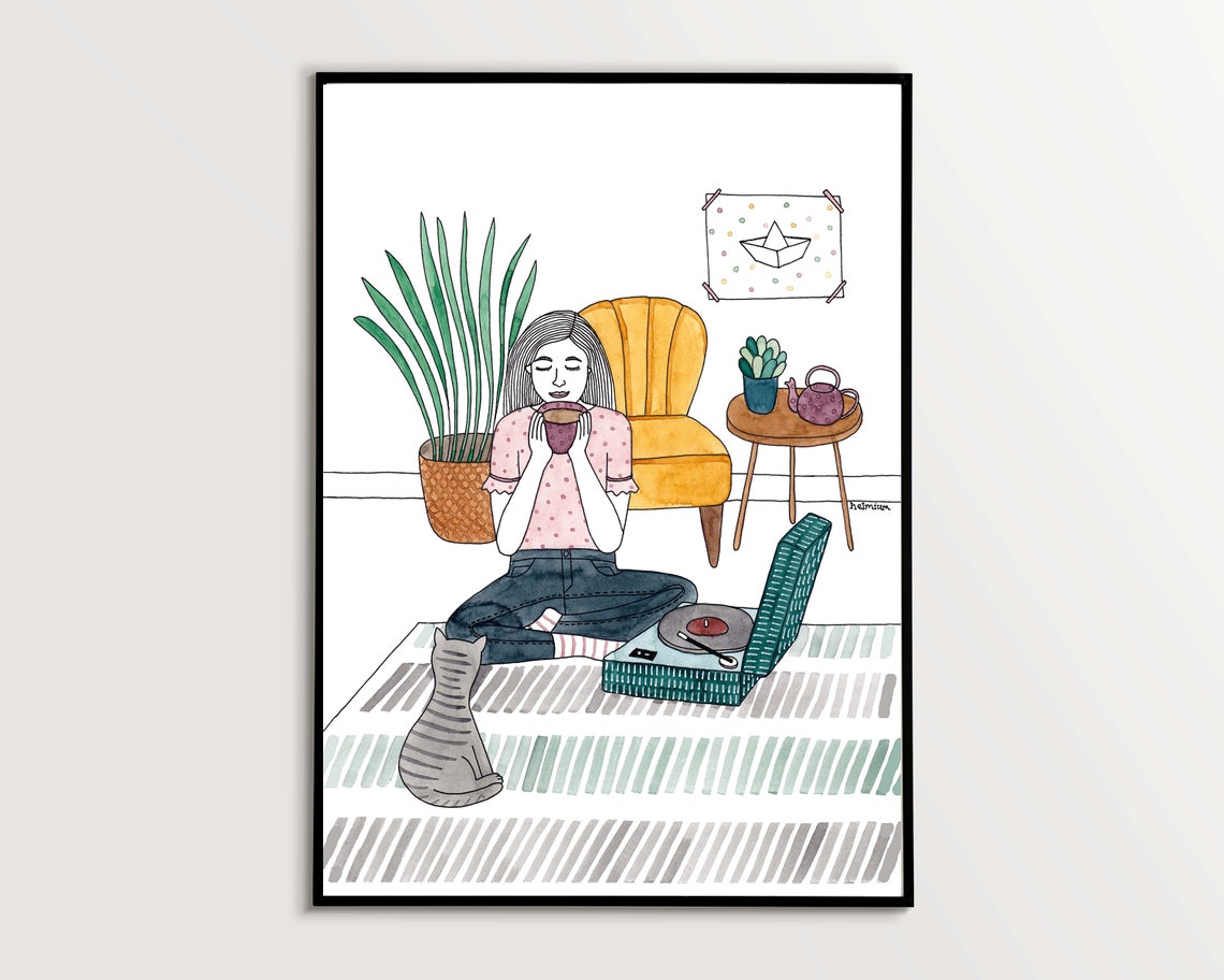 Relax Art Calming Wall Art Illustration Print Relax Print | Etsy