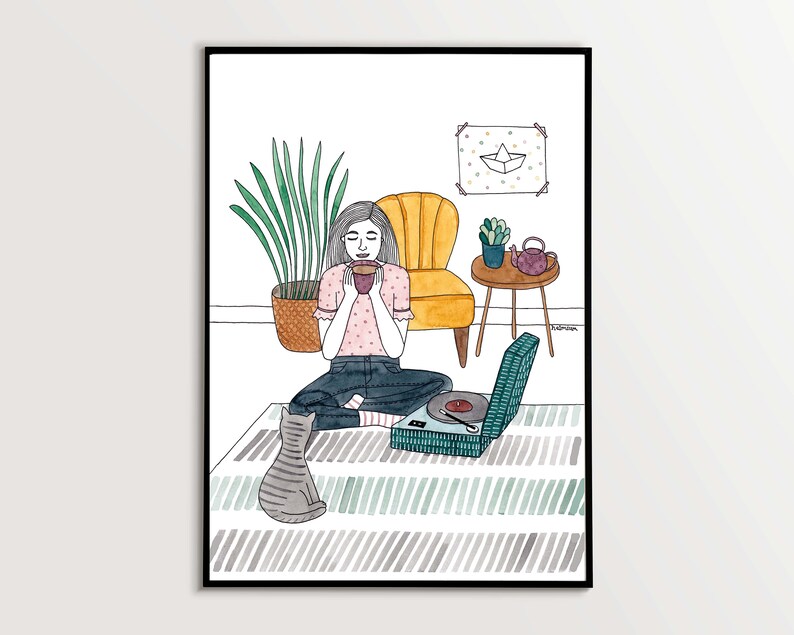 Relax Art Calming Wall Art Illustration Print Relax Print | Etsy