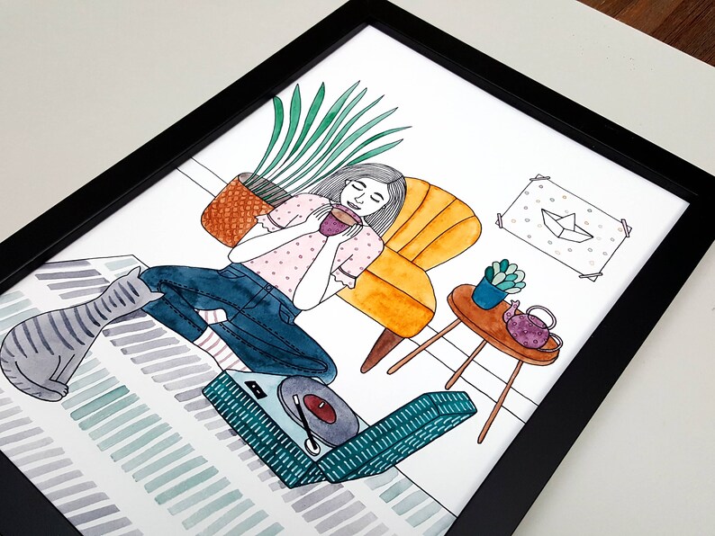 Relax Art Calming Wall Art Illustration Print Relax Print | Etsy