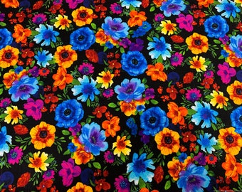 Bright Floral Fabric - Etsy