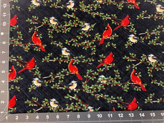 Red Cardinal Bird Fabric by the Yard Cardinal Fabric Red Bird | Etsy